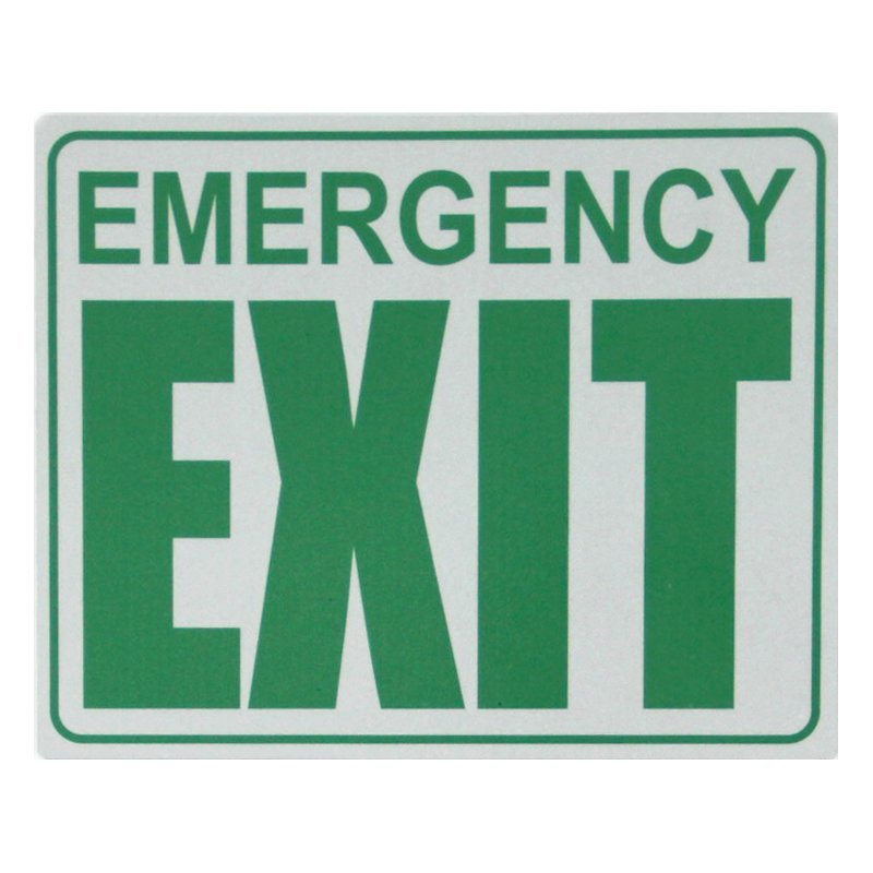 "Emergency Exit" Sign - 11'' x 14'', Green on White Reflective PVC ...