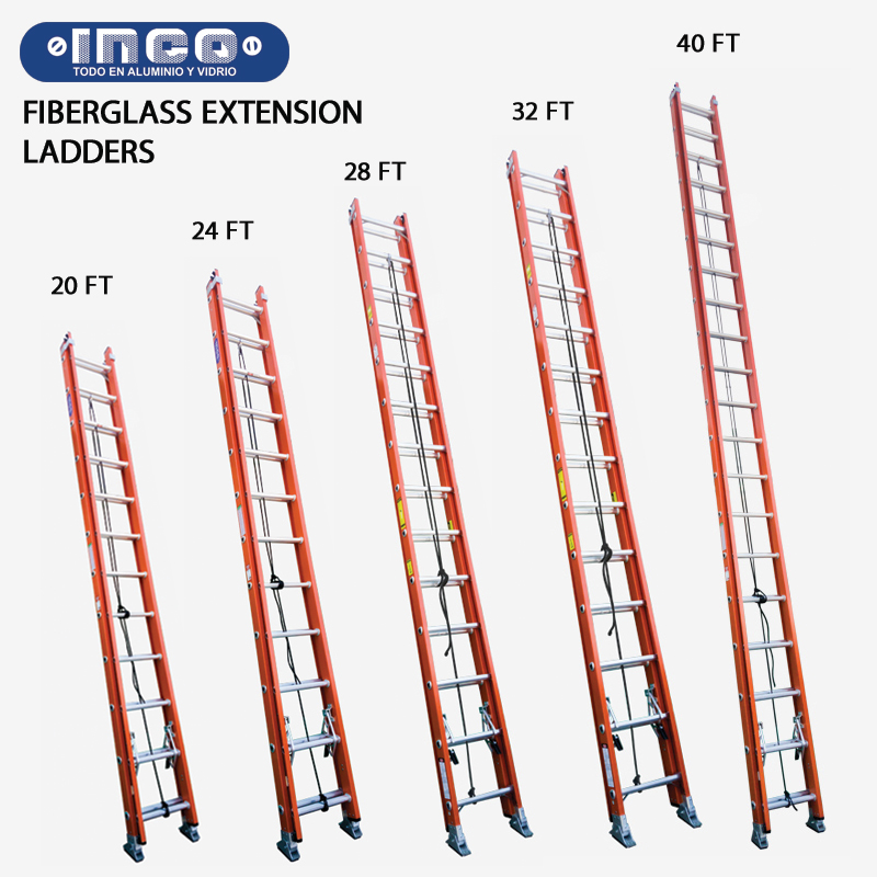 Inco Fiberglass Extension Ladder - 300lb Rating | InterChem